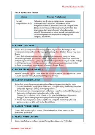 Modul Ajar Informatika Kelas 12 Kurikulum Merdeka | PDF