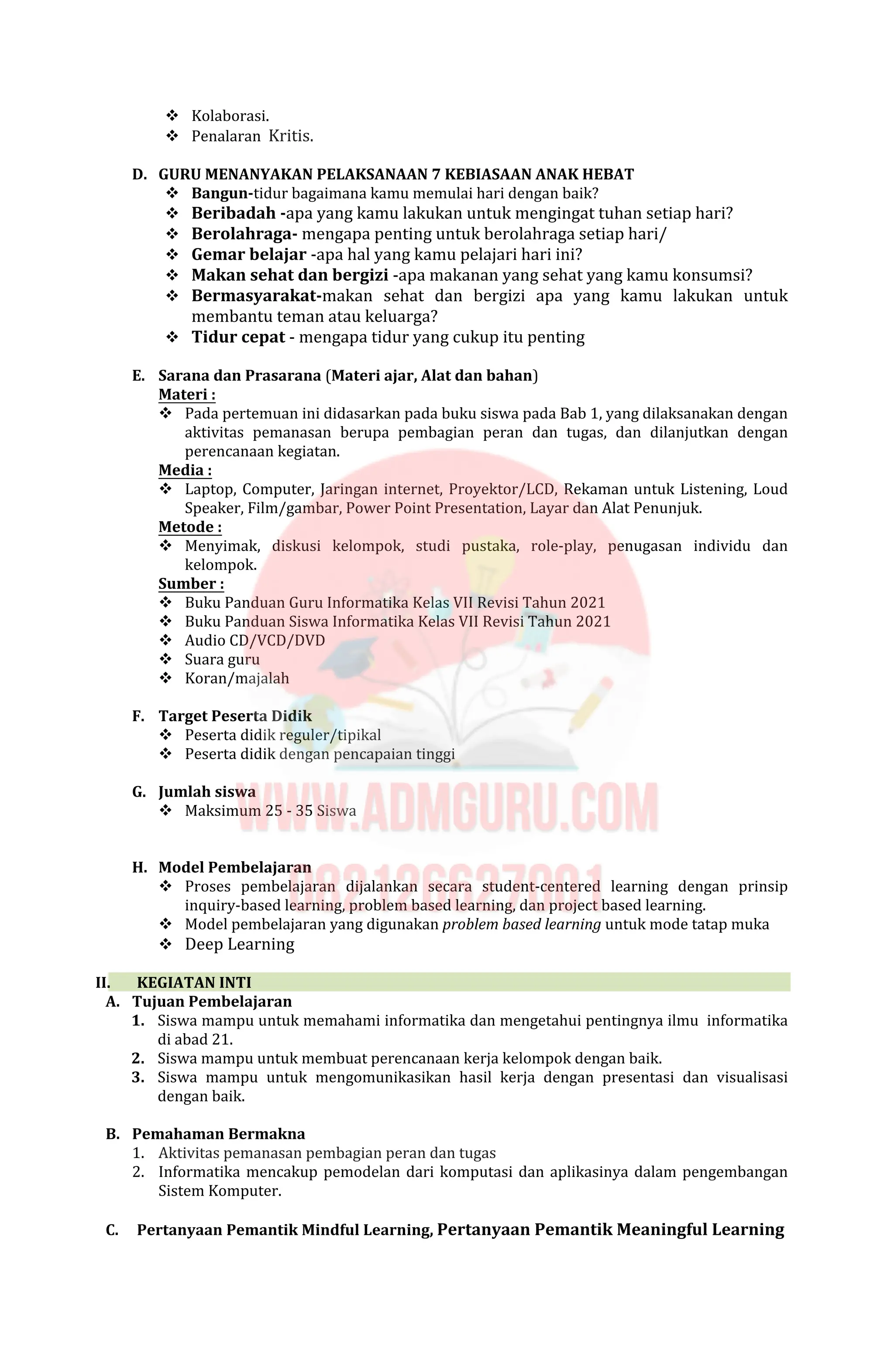 Modul Ajar Informatika Kelas 7 Deep Learning | PDF
