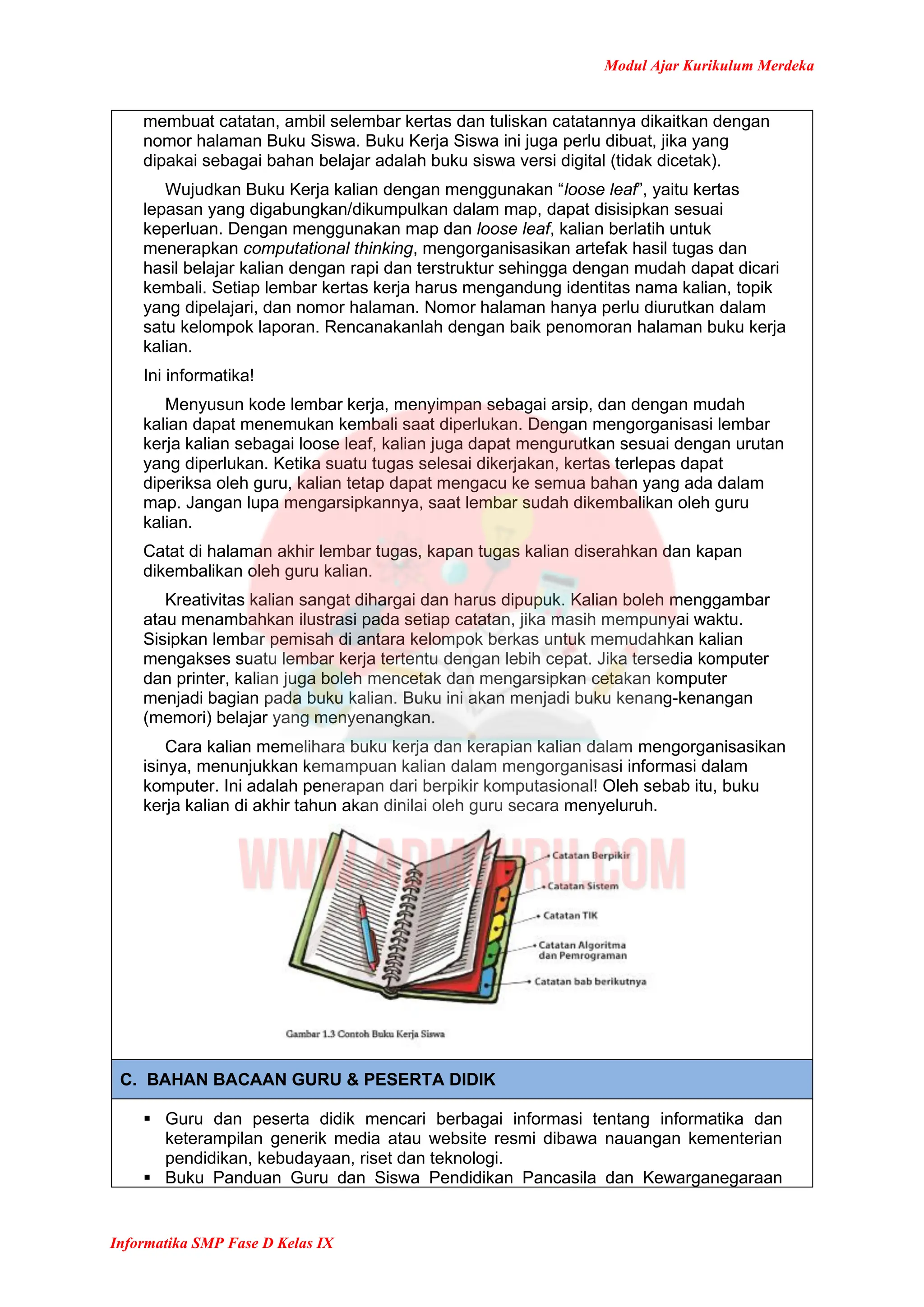 Modul Ajar Informatika Kelas 9 Kurikulum Merdeka | PDF