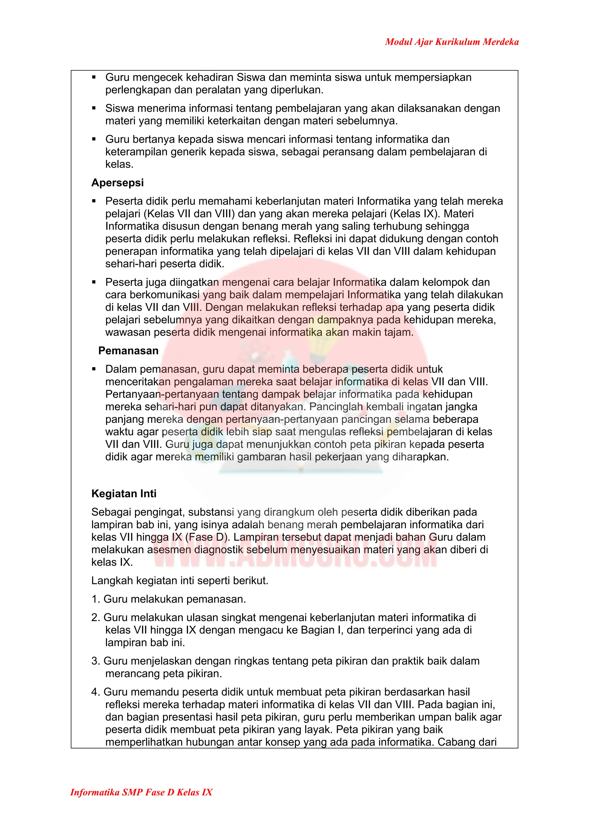 Modul Ajar Informatika Kelas 9 Kurikulum Merdeka | PDF