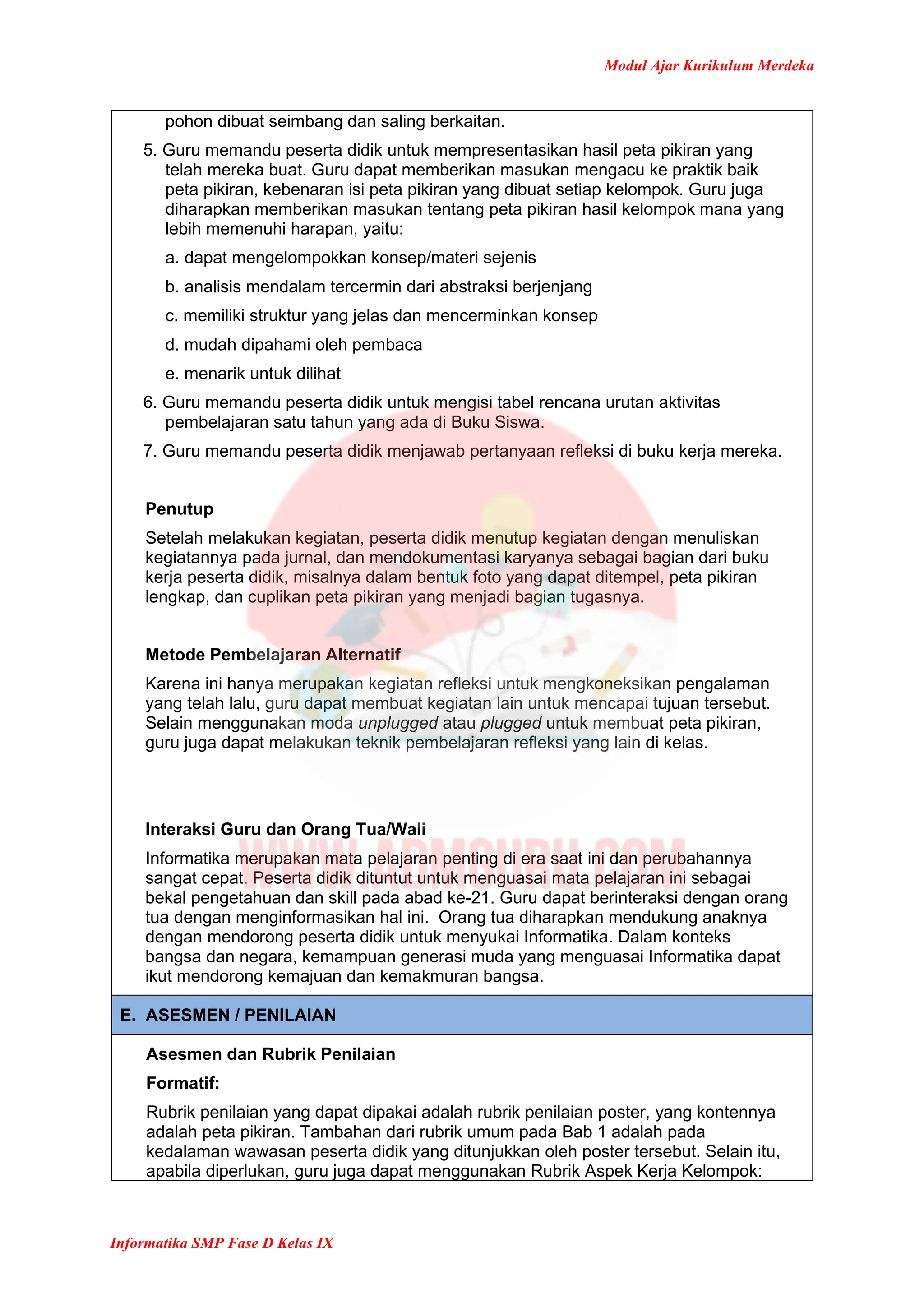 Modul Ajar Informatika Kelas 9 Kurikulum Merdeka | PDF