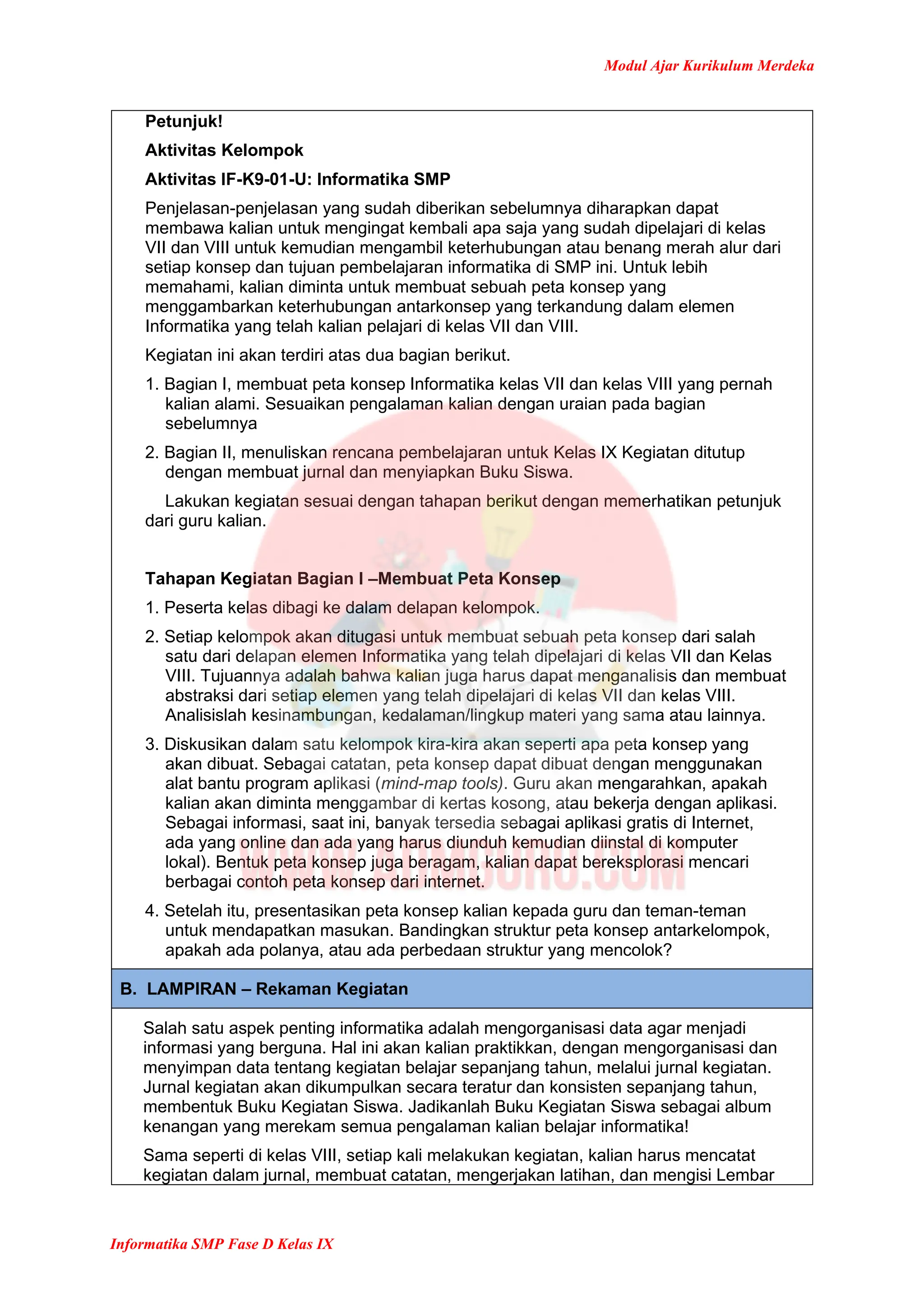 Modul Ajar Informatika Kelas 9 Kurikulum Merdeka | PDF