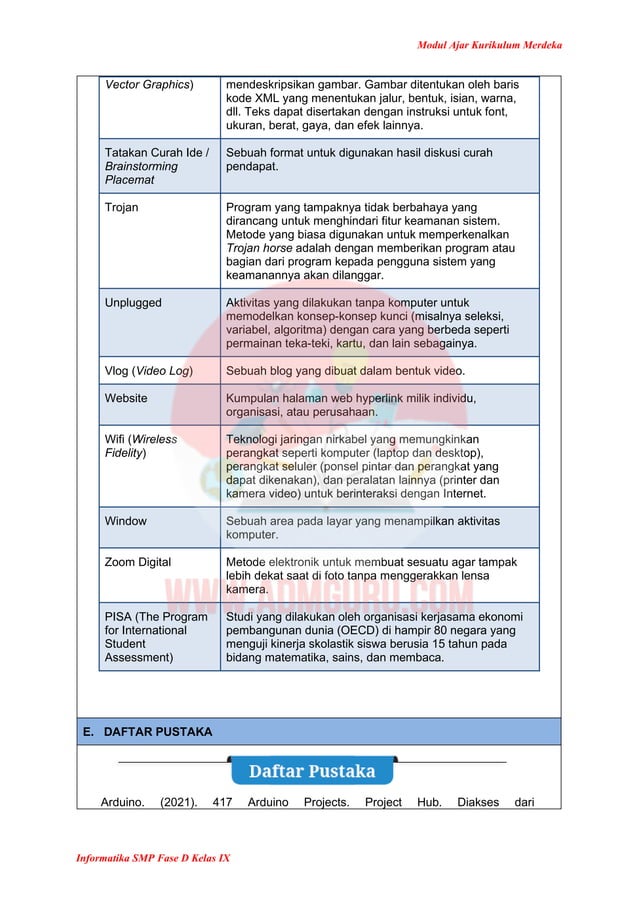 Modul Ajar Informatika Kelas 9 Kurikulum Merdeka | PDF