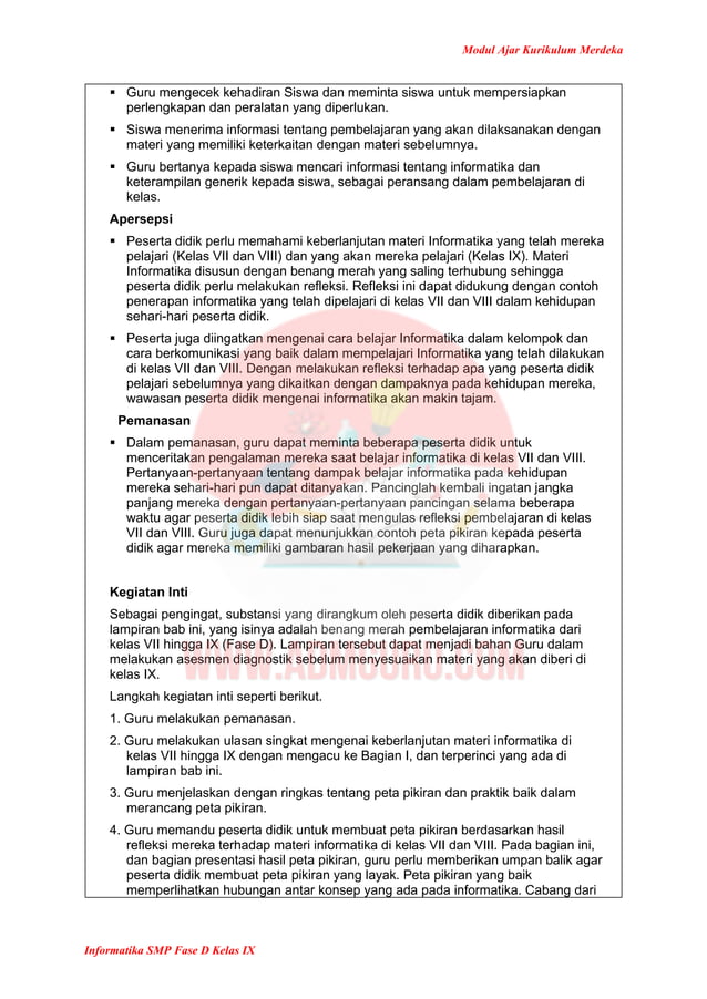 Modul Ajar Informatika Kelas 9 Kurikulum Merdeka | PDF