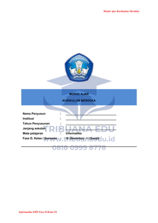 Modul Ajar Informatika Kelas 9 Kurikulum Merdeka | PDF