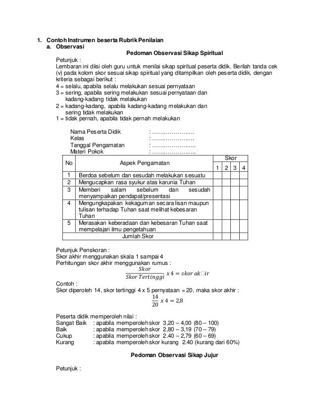 Contoh Rubrik Penilaian Afektif Lampiran Rubrik Penilaian Sikap - Riset Contoh Rubrik Penilaian Afektif Lampiran Rubrik Penilaian Sikap - Riset