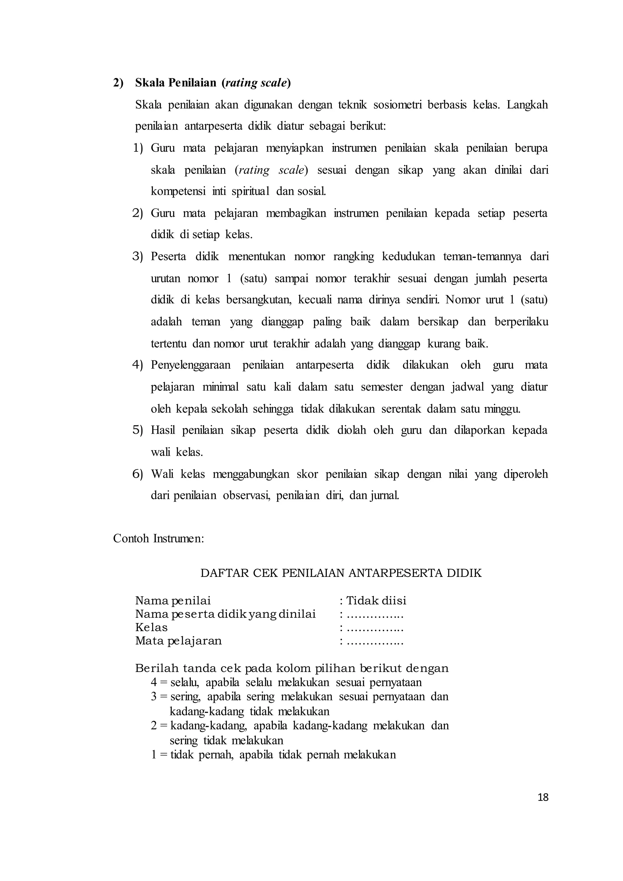 Contoh instrumen dan rubrik penilaian | DOC