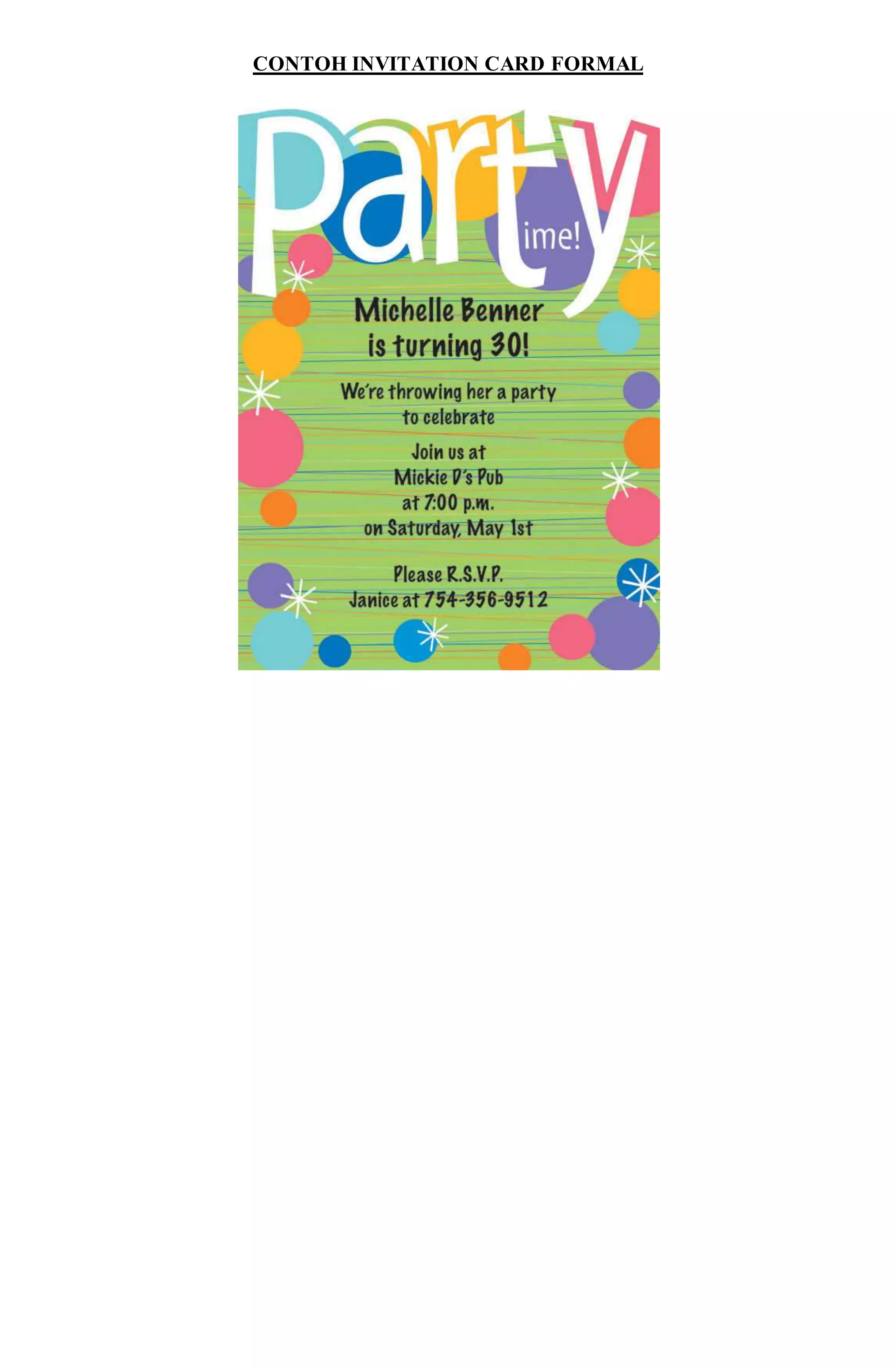 Contoh invitation card informal | PDF