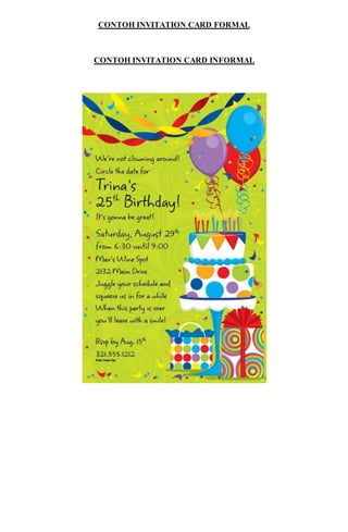 Contoh invitation card informal | PDF