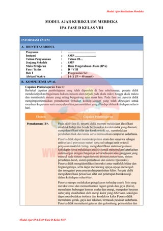 Modul Ajar IPA Kelas 8 Kurikulum Merdeka | PDF