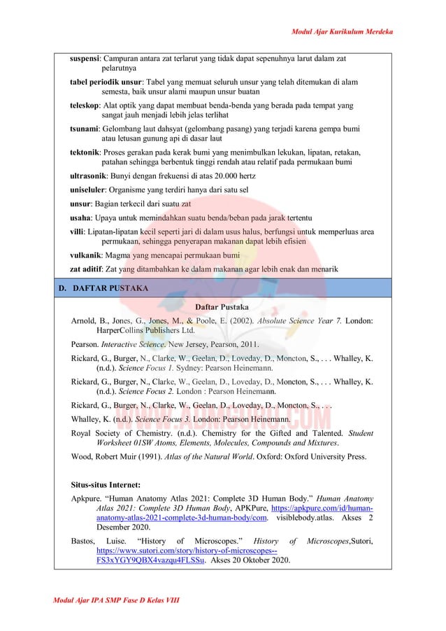 Modul Ajar IPA Kelas 8 Kurikulum Merdeka | PDF