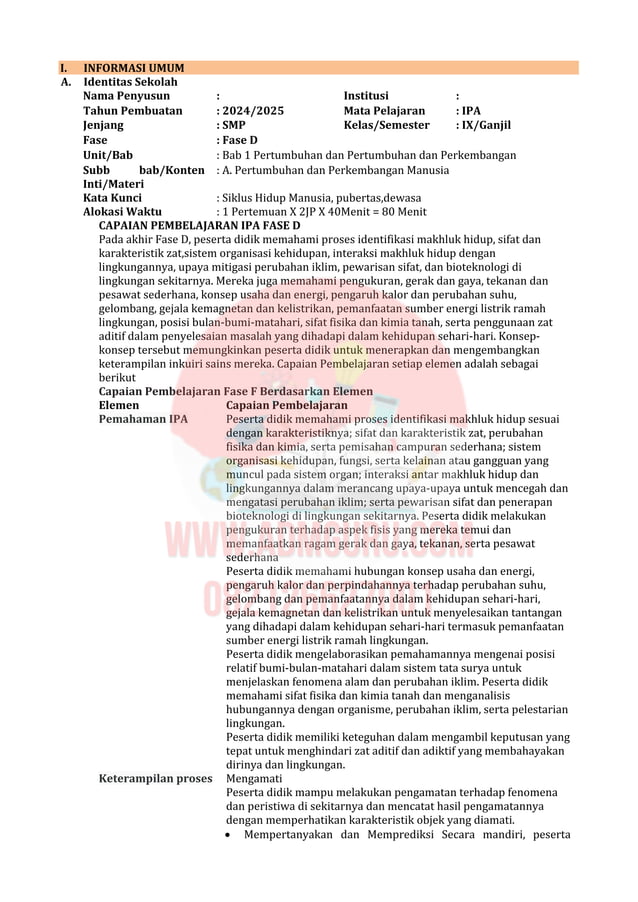 Modul Ajar IPA Kelas 9 Deep Learning Terbaru | PDF