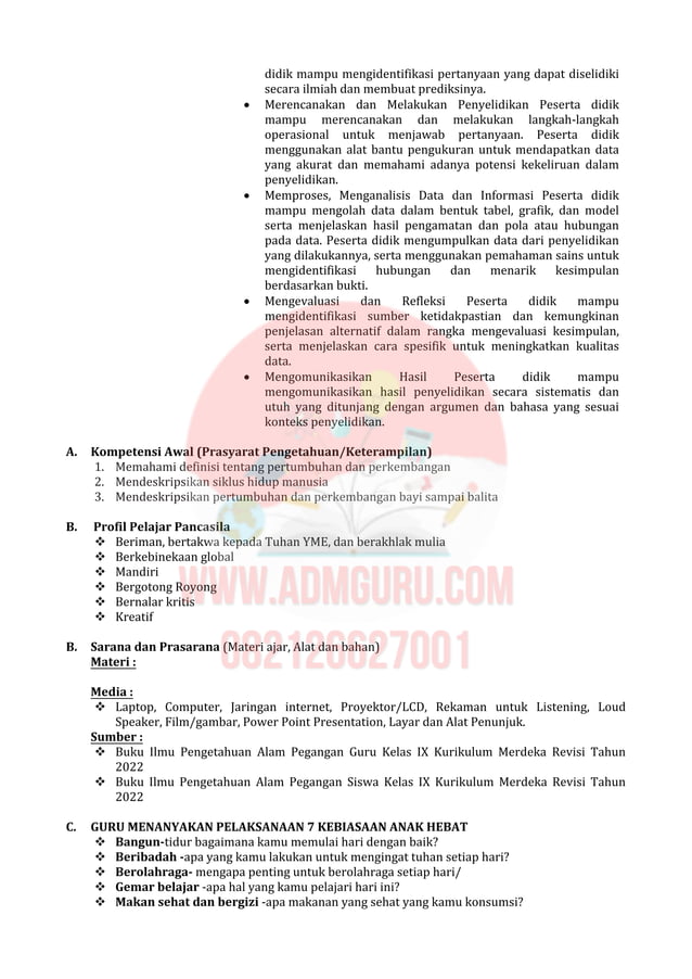 Modul Ajar IPA Kelas 9 Deep Learning Terbaru | PDF