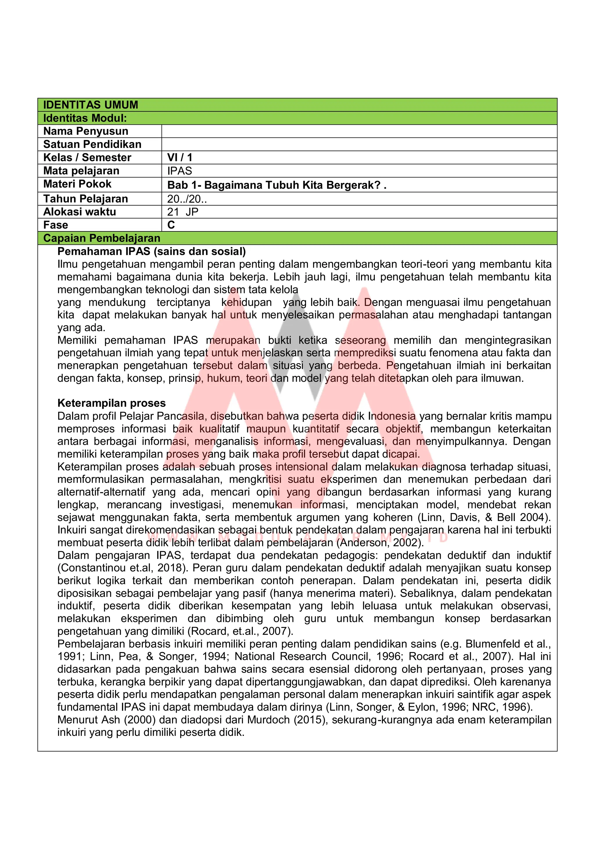 Modul Ajar IPAS Kelas 6 Kurikulum Merdeka | PDF