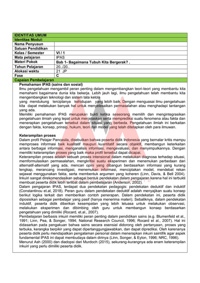 Modul Ajar IPAS Kelas 6 Kurikulum Merdeka | PDF