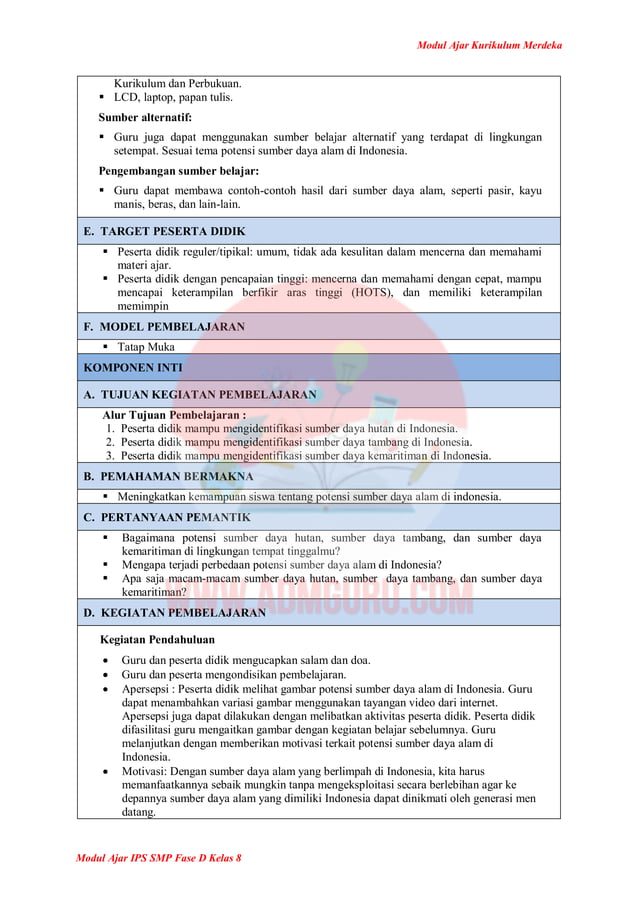 Modul Ajar IPS Kelas 8 Kurikulum Merdeka | PDF