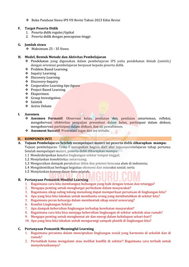 Modul Ajar IPS Kelas 7 Deep Learning | PDF