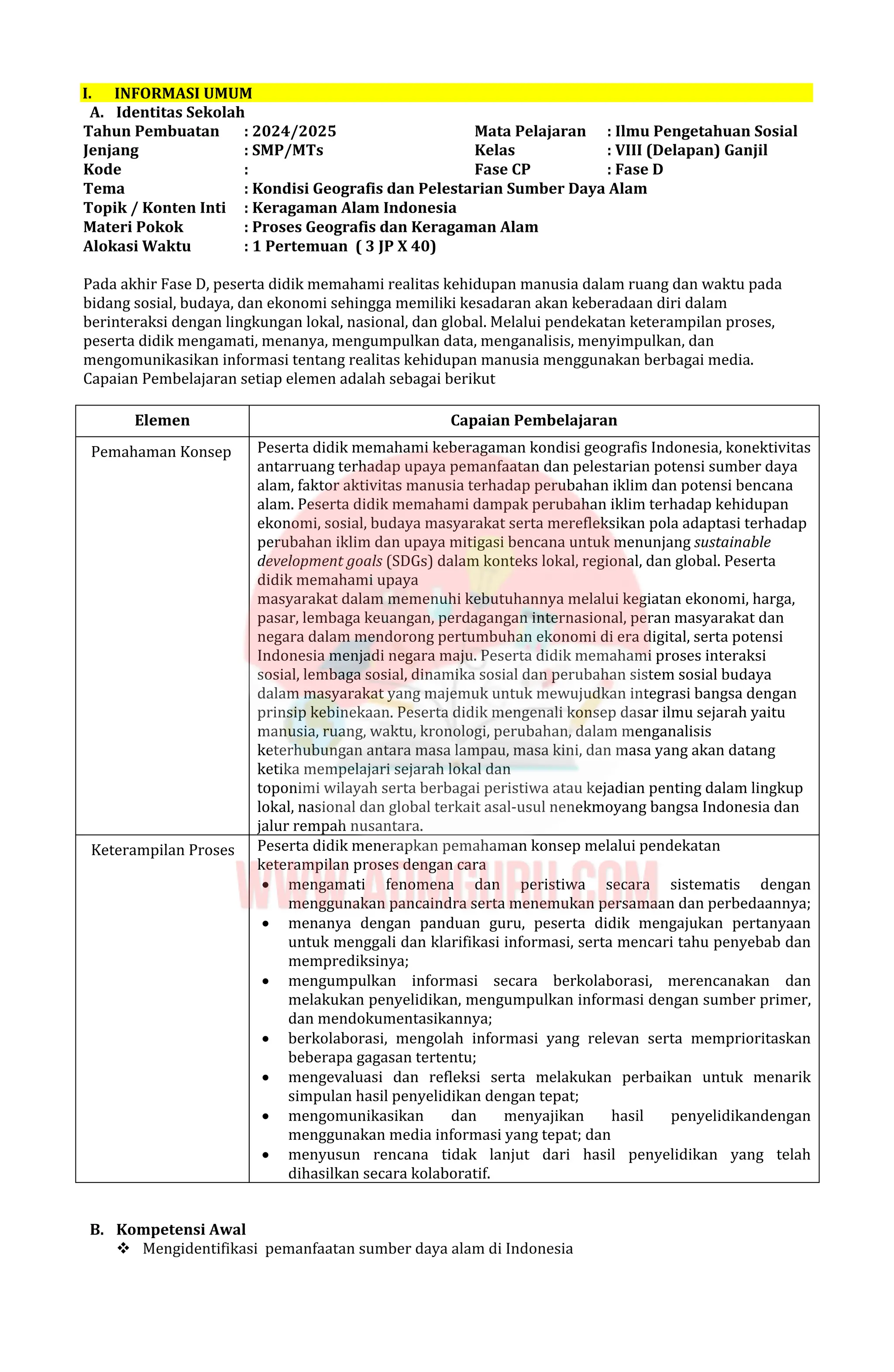 Modul Ajar IPS Kelas 8 Deep Learning | PDF