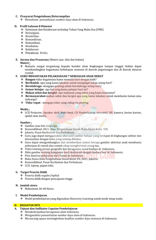 Modul Ajar IPS Kelas 8 Deep Learning | PDF