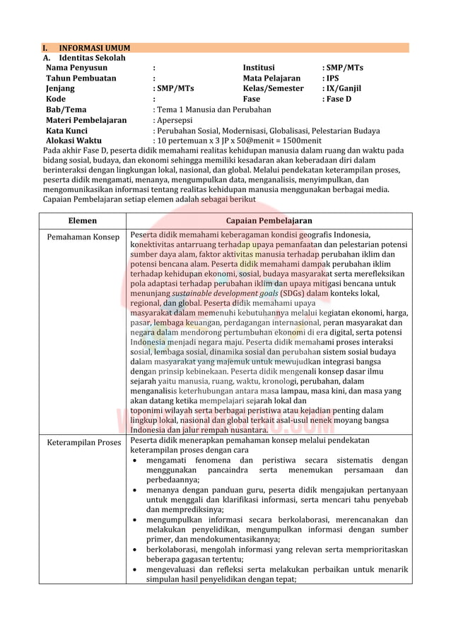 Modul Ajar IPS Kelas 9 Deep Learning | PDF