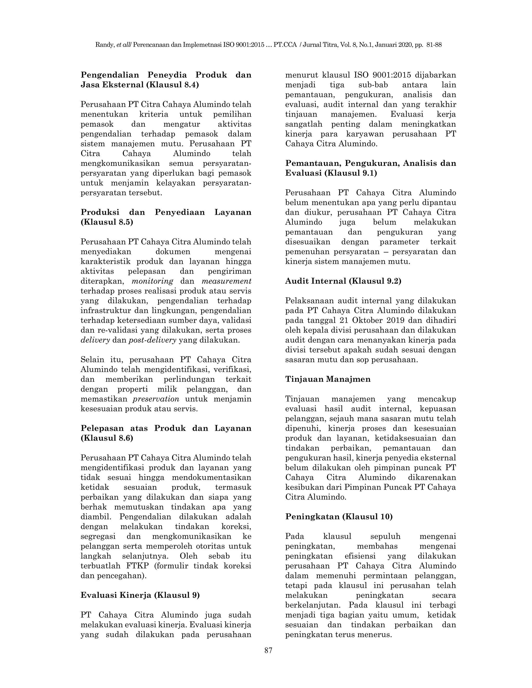 Contoh ISO 9001 di Perusahaan Konsultans | PDF