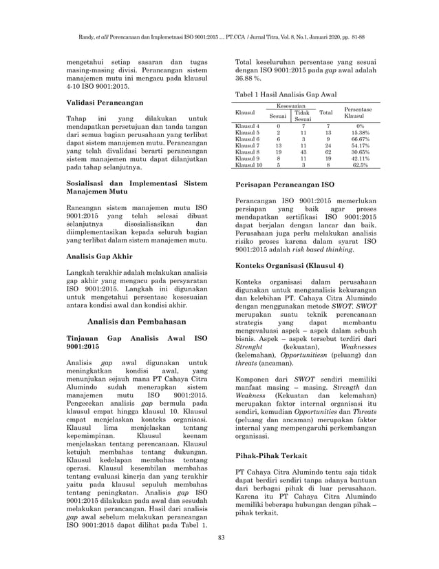 Contoh ISO 9001 di Perusahaan Konsultans | PDF