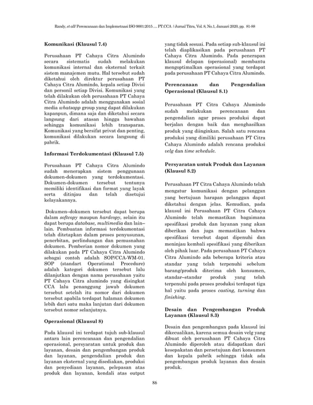 Contoh ISO 9001 di Perusahaan Konsultans | PDF