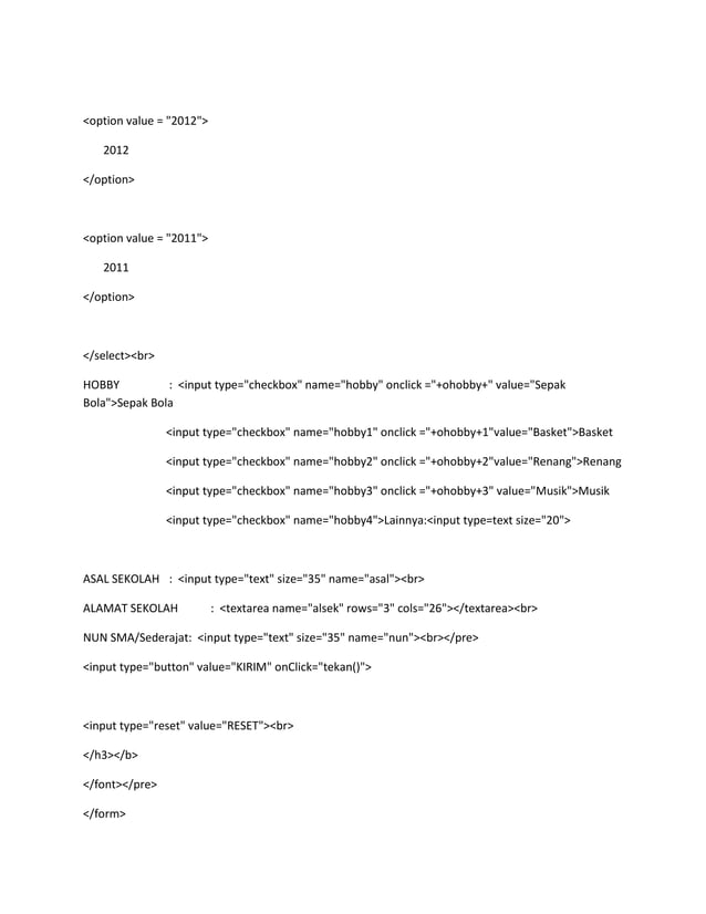 Contoh java script pembuatan data mahasiswa | PDF