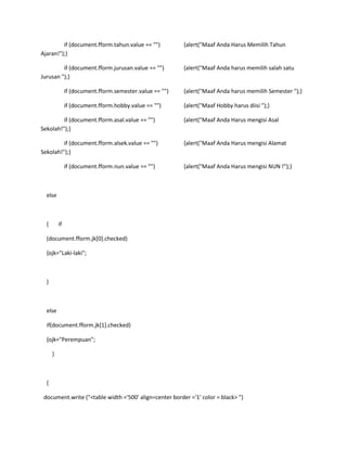 Contoh java script pembuatan data mahasiswa | PDF