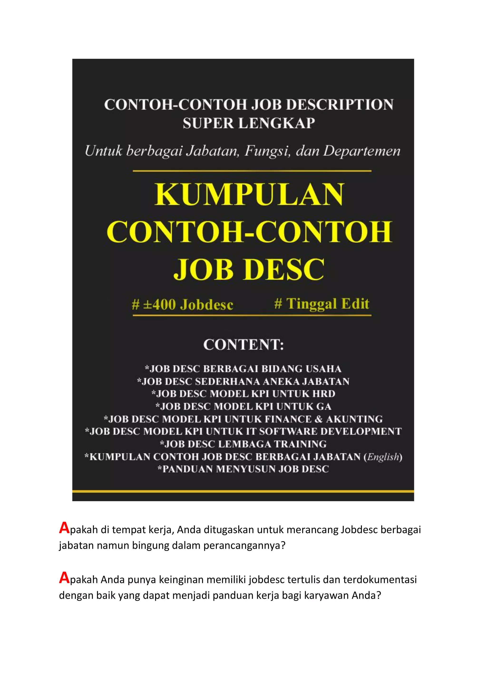 Contoh job description lengkap | PDF