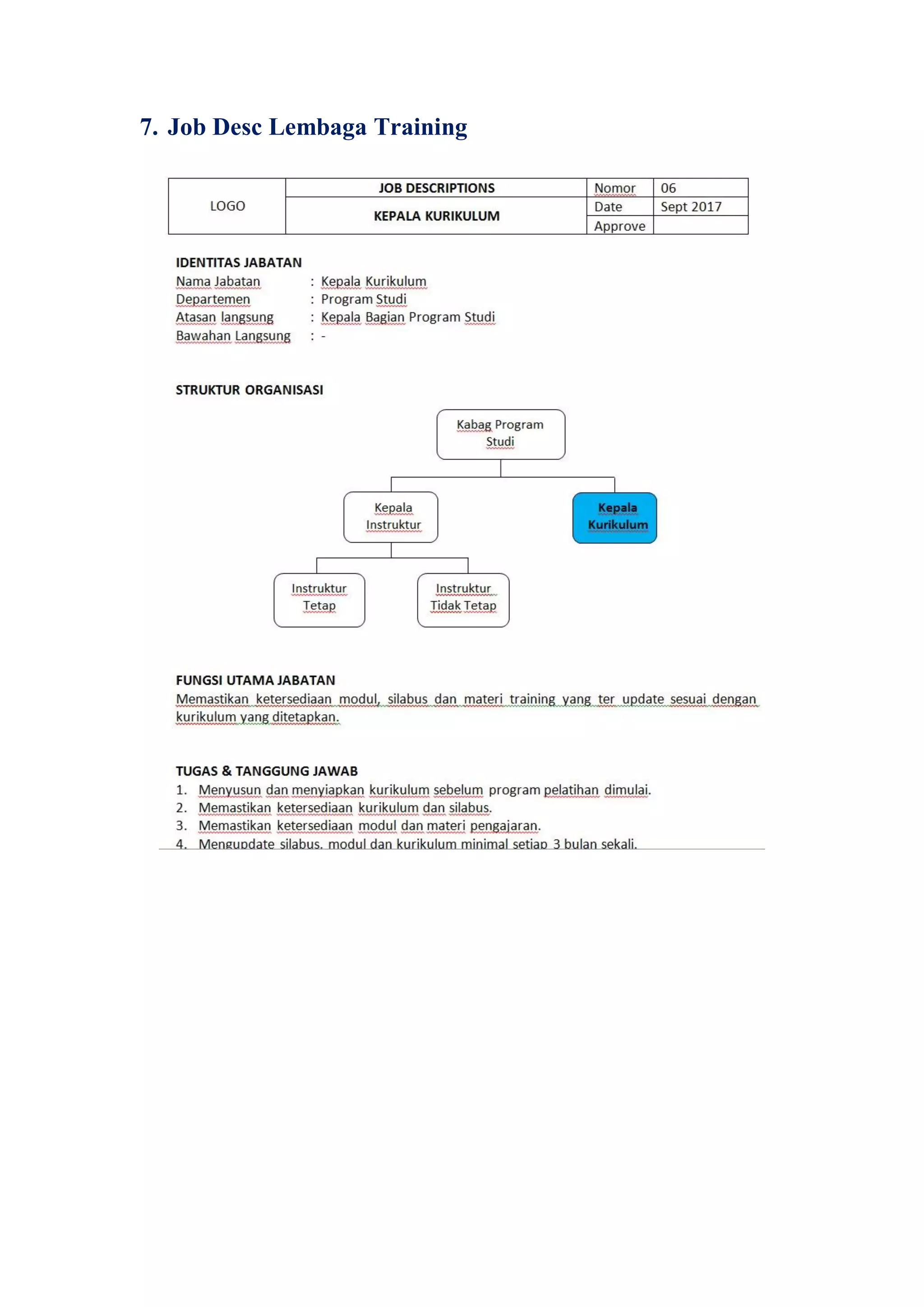 Contoh job description lengkap | PDF