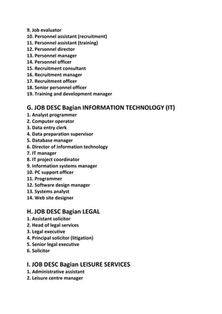 Contoh job description lengkap | PDF