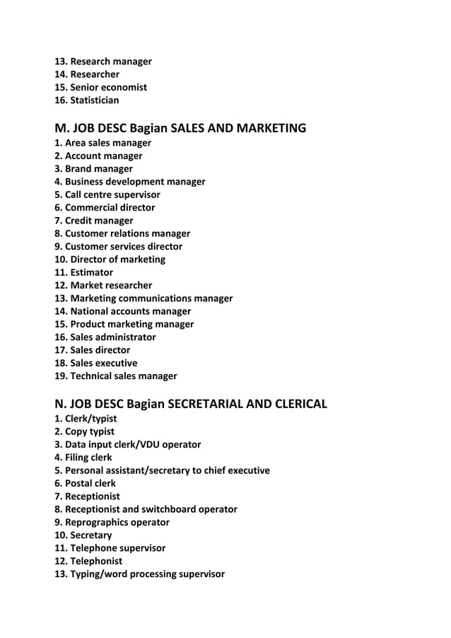 Contoh job description lengkap | PDF