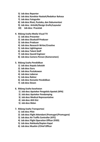 Contoh job description lengkap | PDF