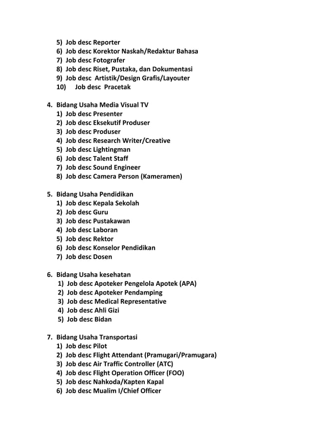Contoh job description lengkap | PDF | Business | Business and Finance