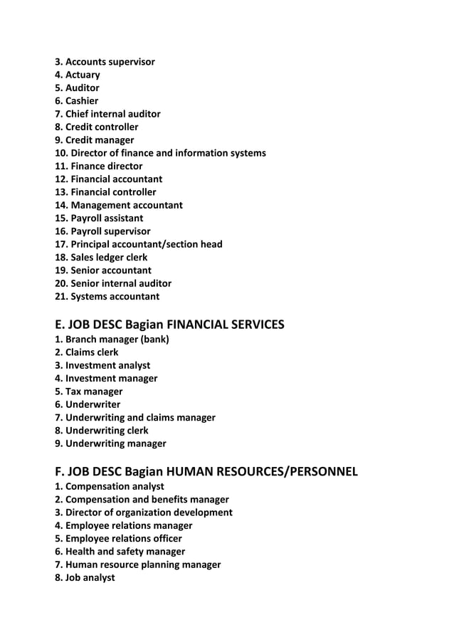 Contoh job description lengkap