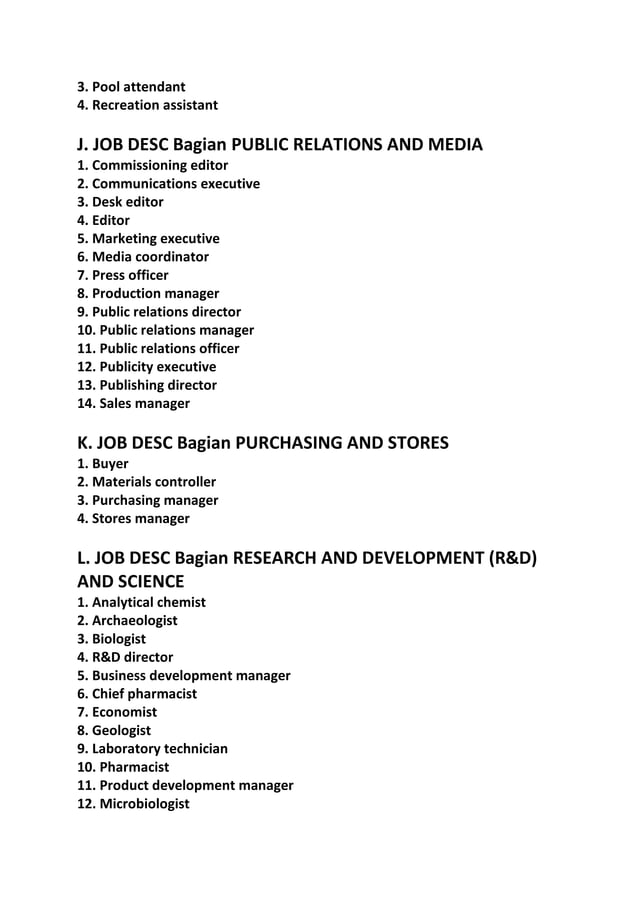 Contoh job description lengkap