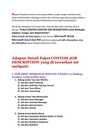 Contoh job description lengkap | PDF