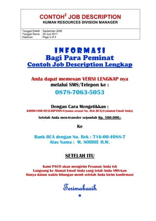 Contoh/Template JOB DESC dalam Perusahaan | PDF