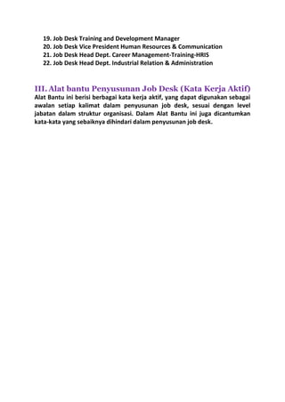 Contoh job desk hrd | PDF