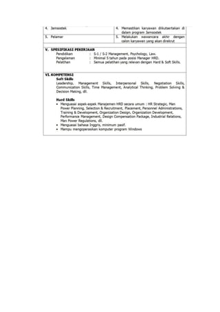 Contoh job desk hrd | PDF