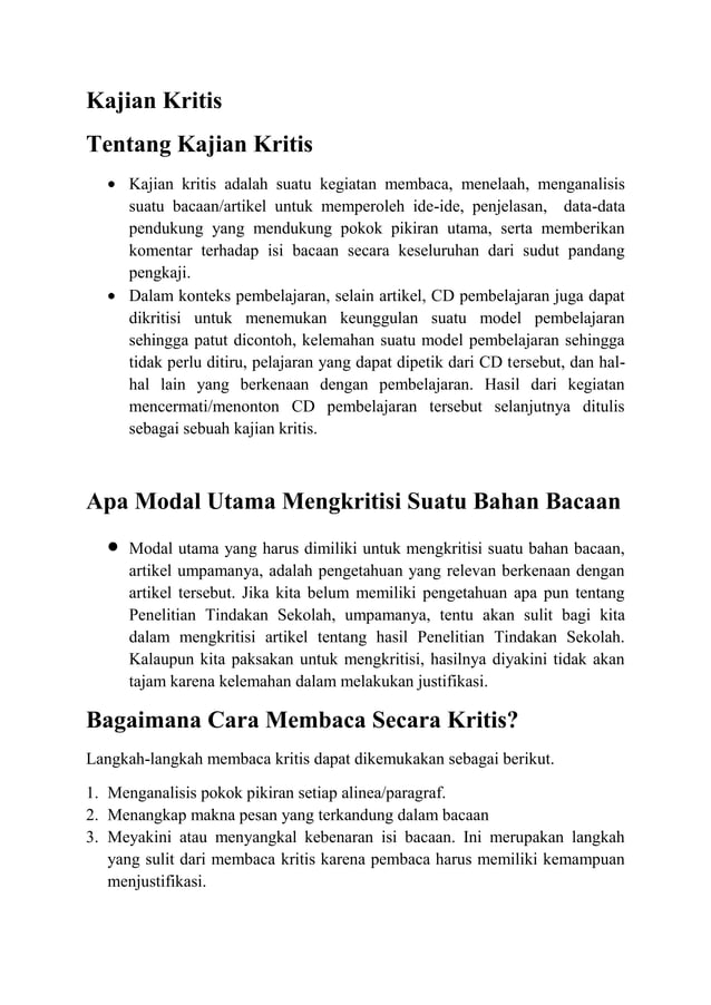 Contoh kajian kritis kkg | DOCX