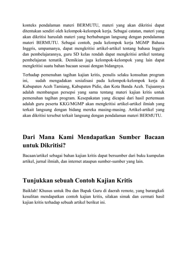 Contoh kajian kritis kkg | DOCX