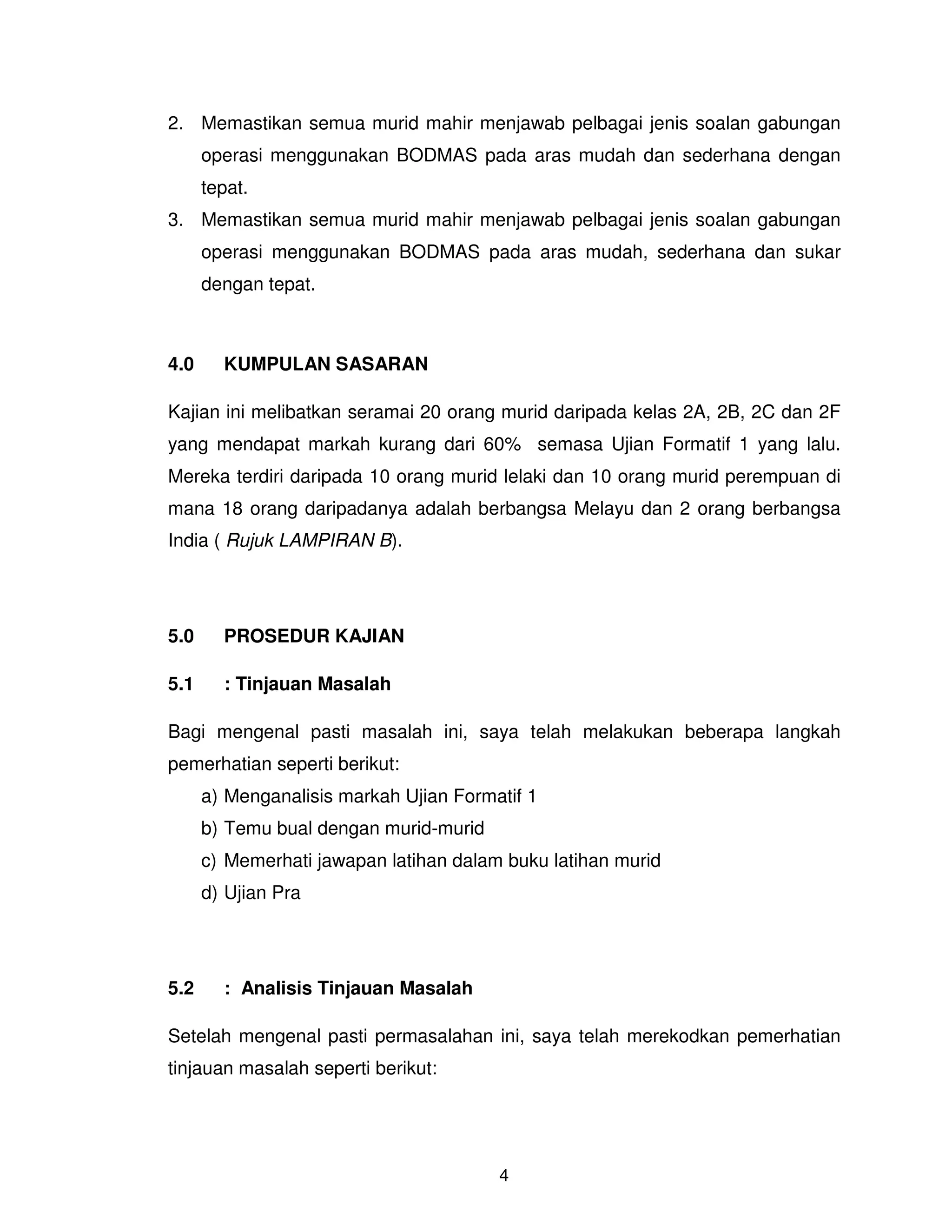 Contoh kajian tindakan matematik | PDF