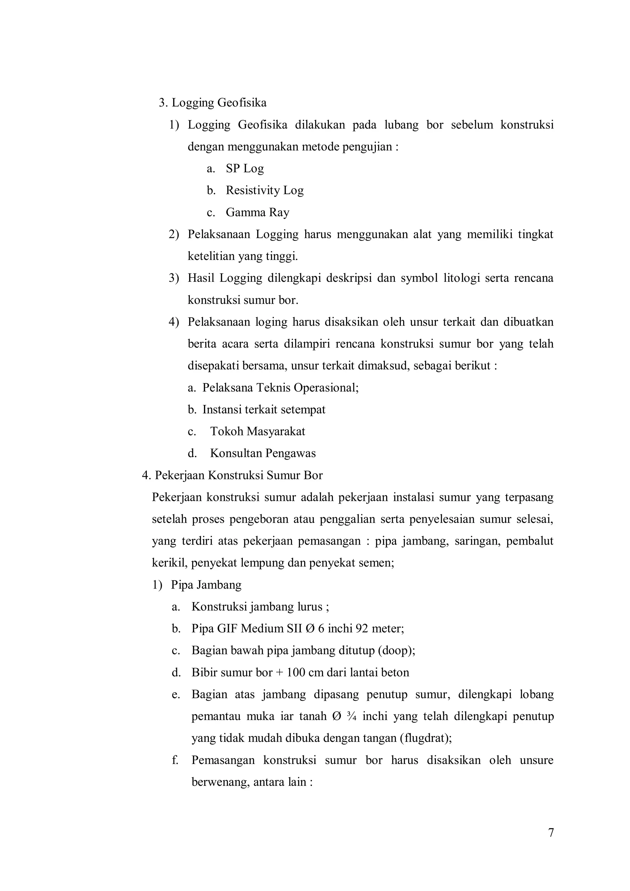 Contoh kak pembangunan sumur pantau | PDF