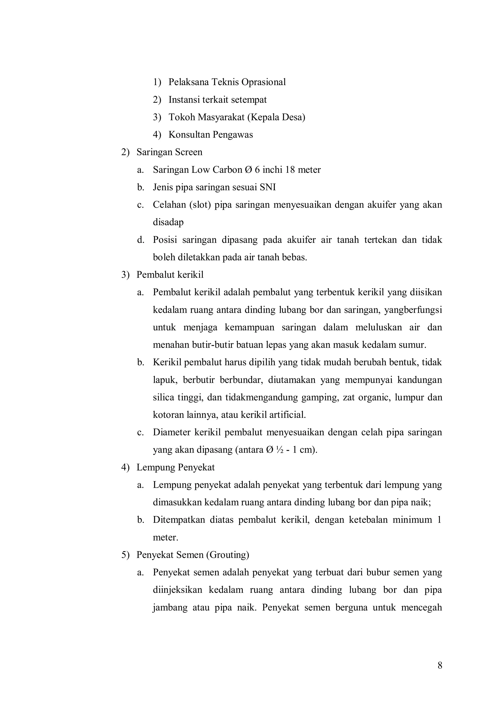 Contoh kak pembangunan sumur pantau | PDF