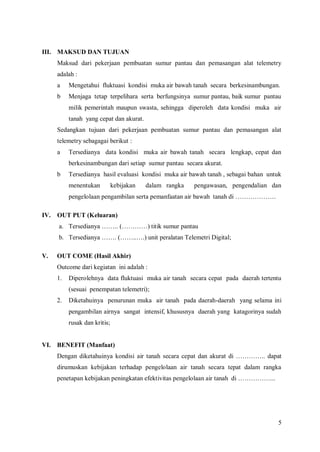 Contoh kak pembangunan sumur pantau | PDF