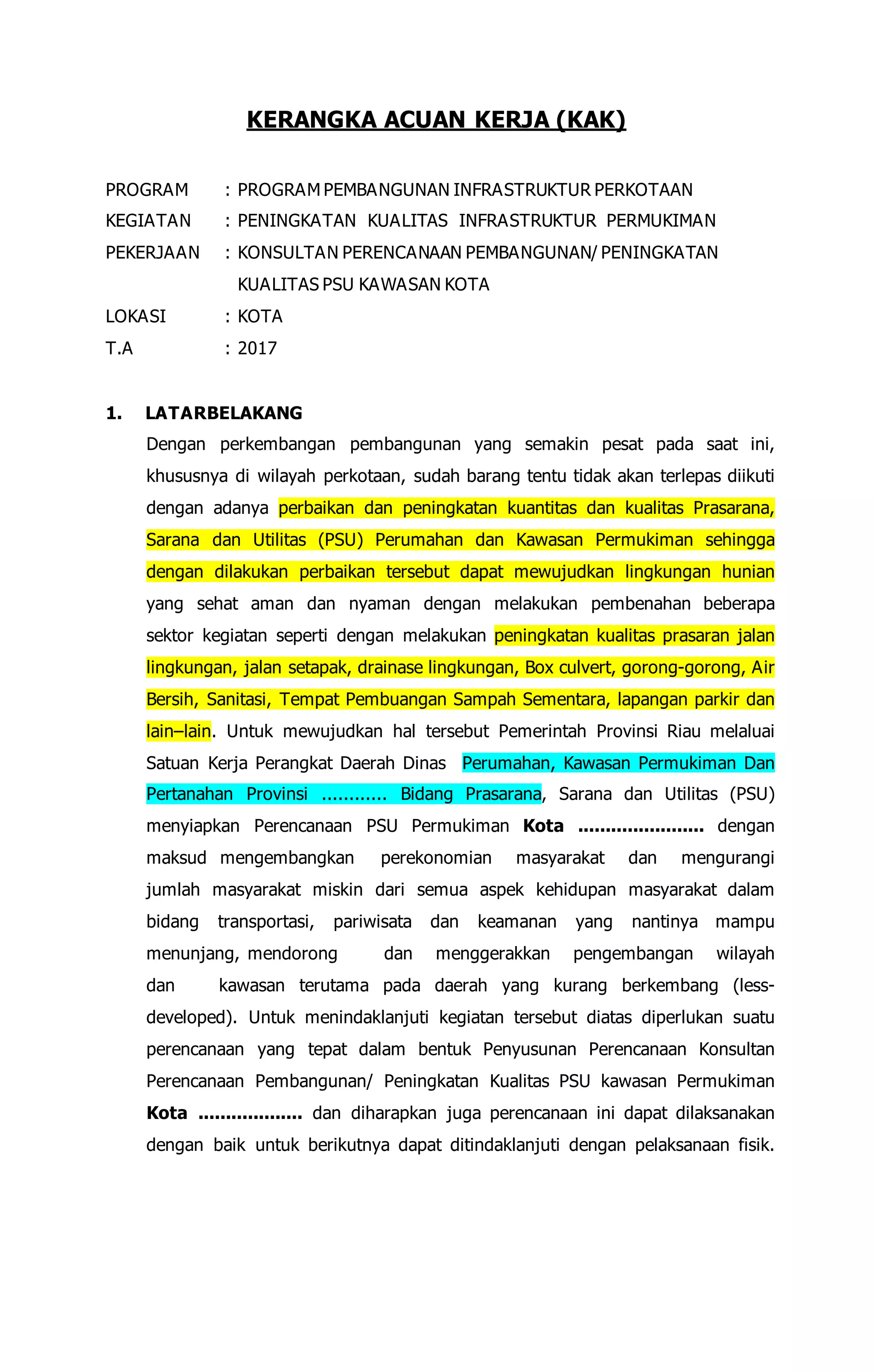 Contoh kak psu | DOCX