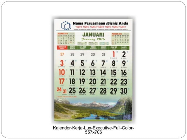 Contoh kalender kerja banyak pilihan desain | PPTX