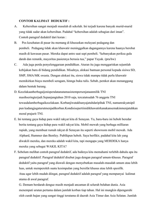 Contoh kalimat deduktif | DOCX